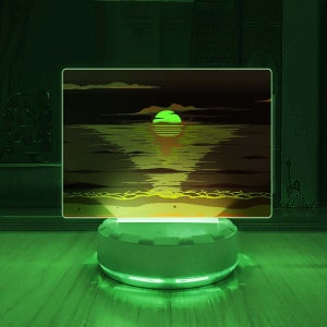 Sea Level Sunrise Sunset LED Desk Lamp, Artistic Pixel Art, Brightness ...