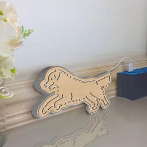 Jumping Golden Retriever Led Light Box, Golden Retriever Wall Art Decor ...