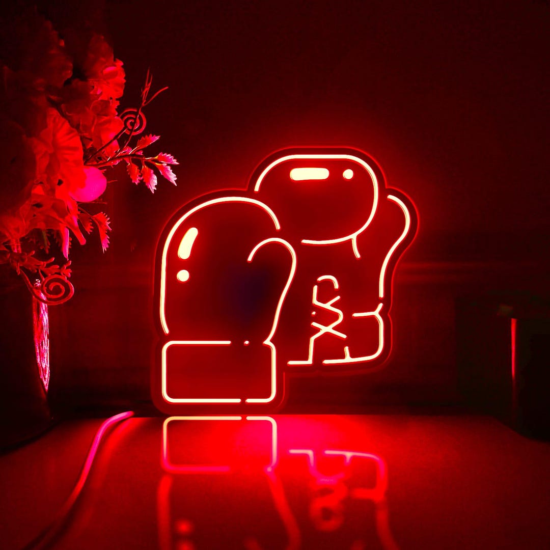 Boxing Glove Led Light Box, Boxer Wall Art Decor, Light Sign, Desktop ...