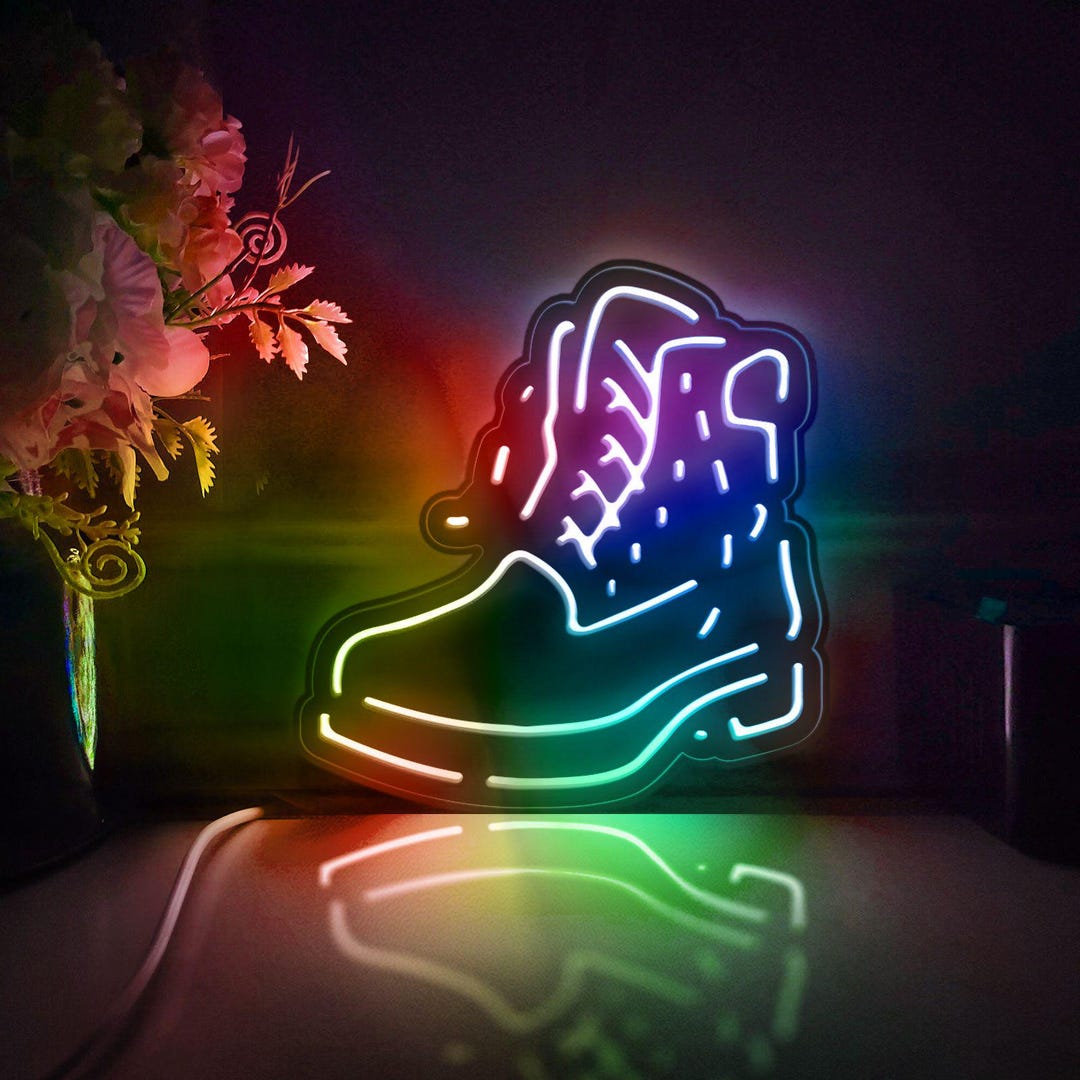 Men's Boot Led Light Box, Boot Wall Art Decor, Personalized Light Sign ...