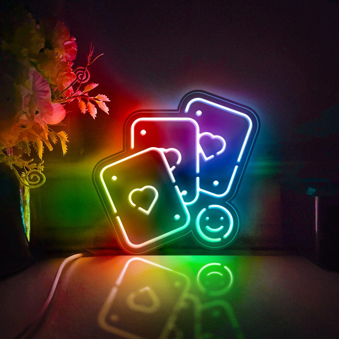 Game Card Led Light Box, Card Wall Art Decor, Personalized Light Sign ...