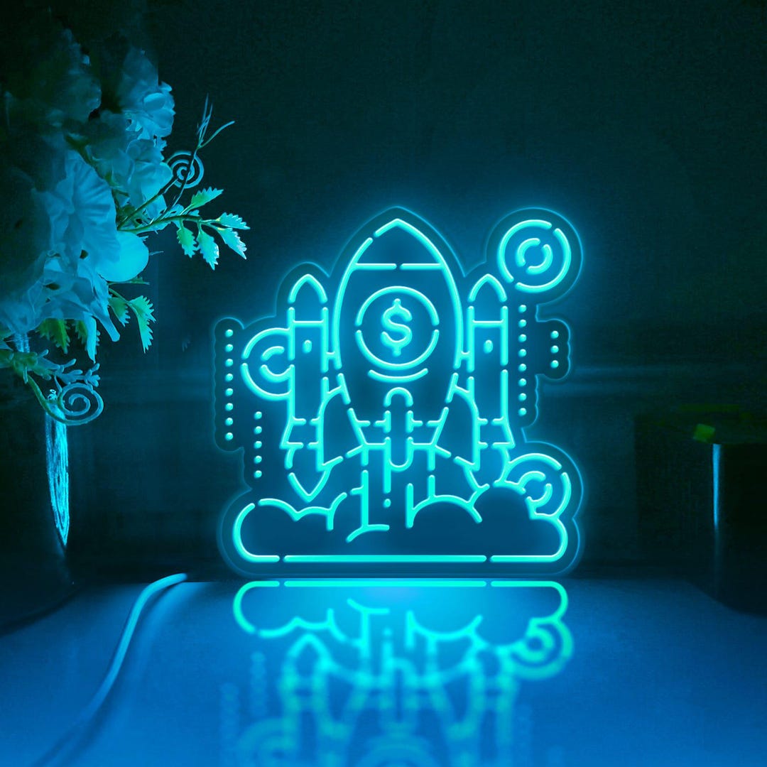 Rocket Launch Led Light Box, Spaceship Wall Art Decor, Personalized ...