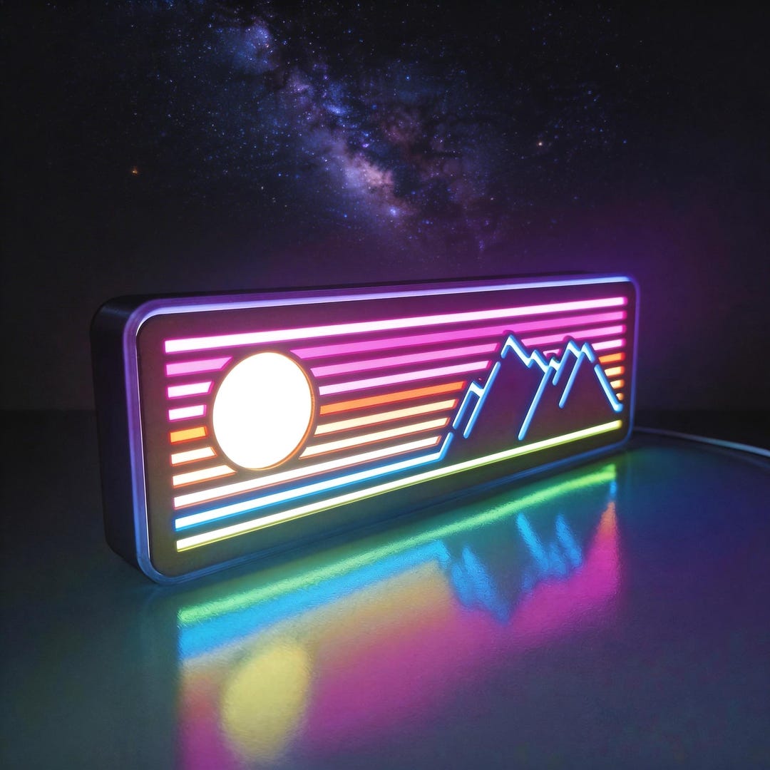 Vintage Mountain Sunrise &sunset LED Lightbox, Dimmable Neon Art With ...