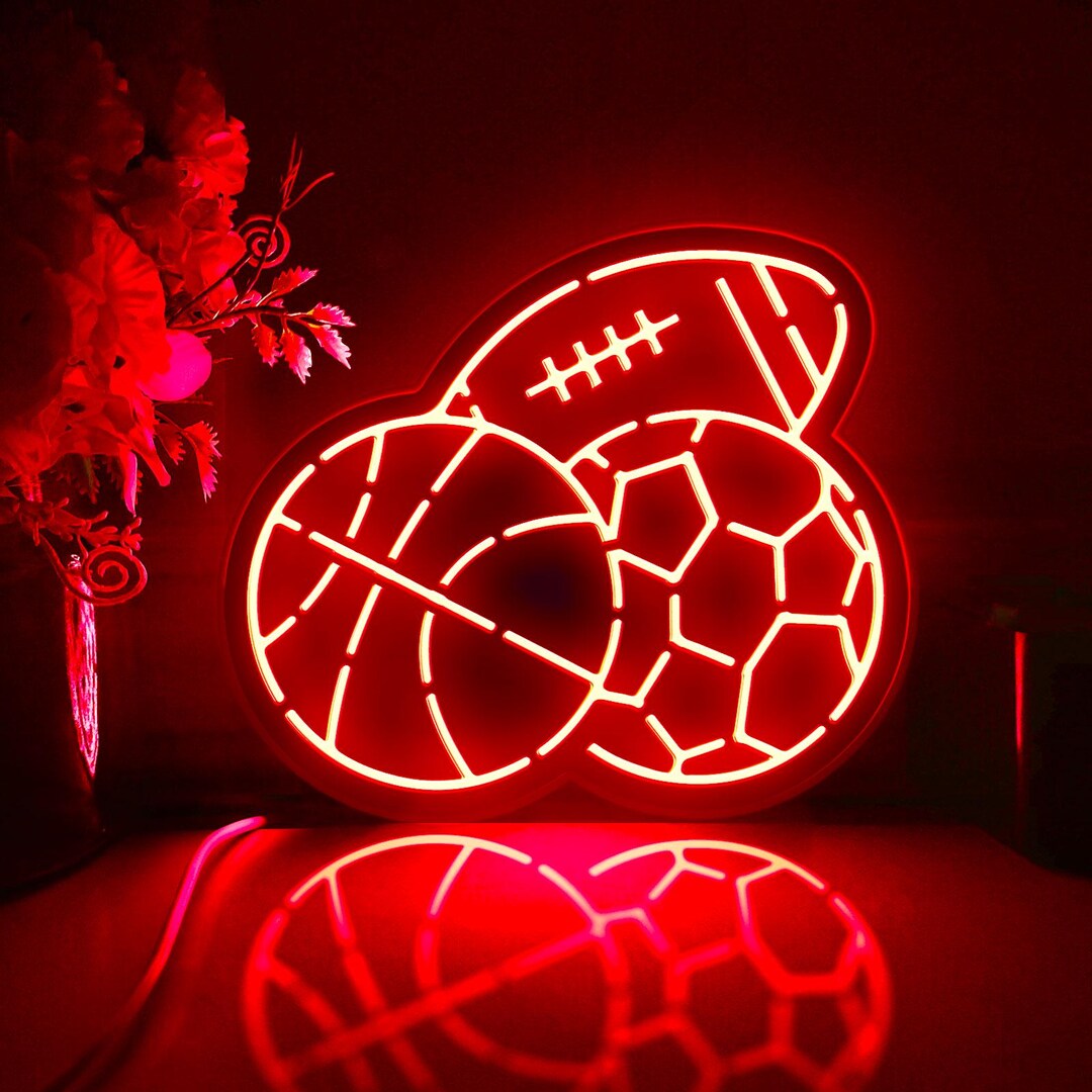 Basketball Football Rugby Led Light Box, Ball Game Wall Art Decor ...