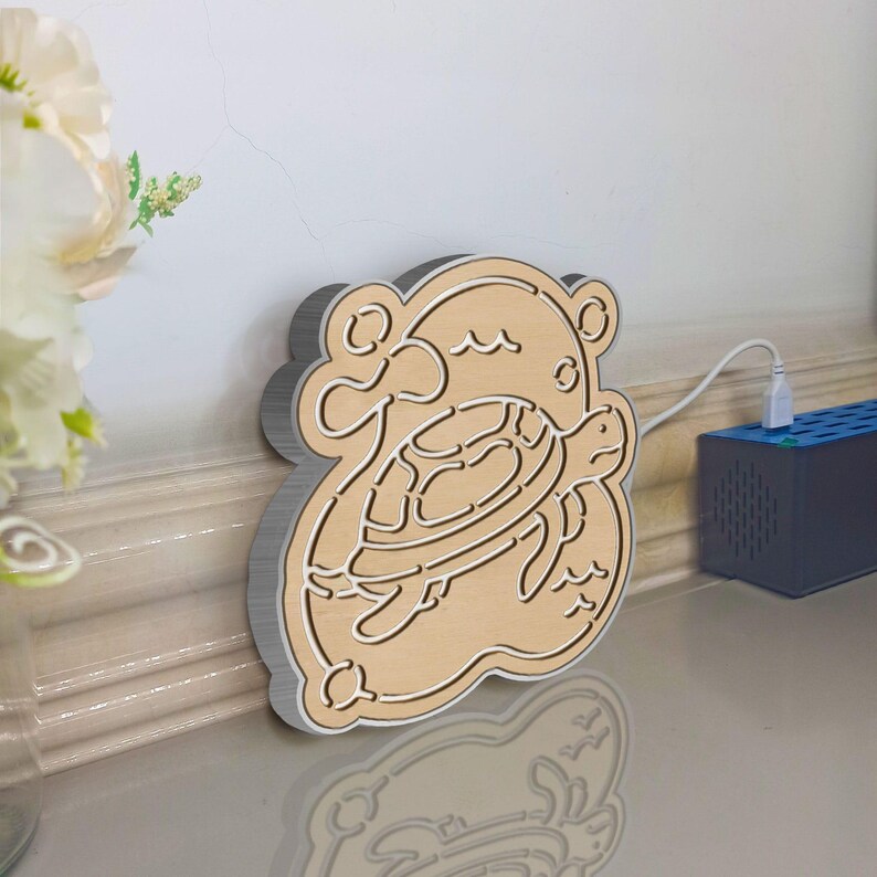 Turtle Led Light Box, Sea Animal Wall Art Decor, Light Sign, Desktop ...