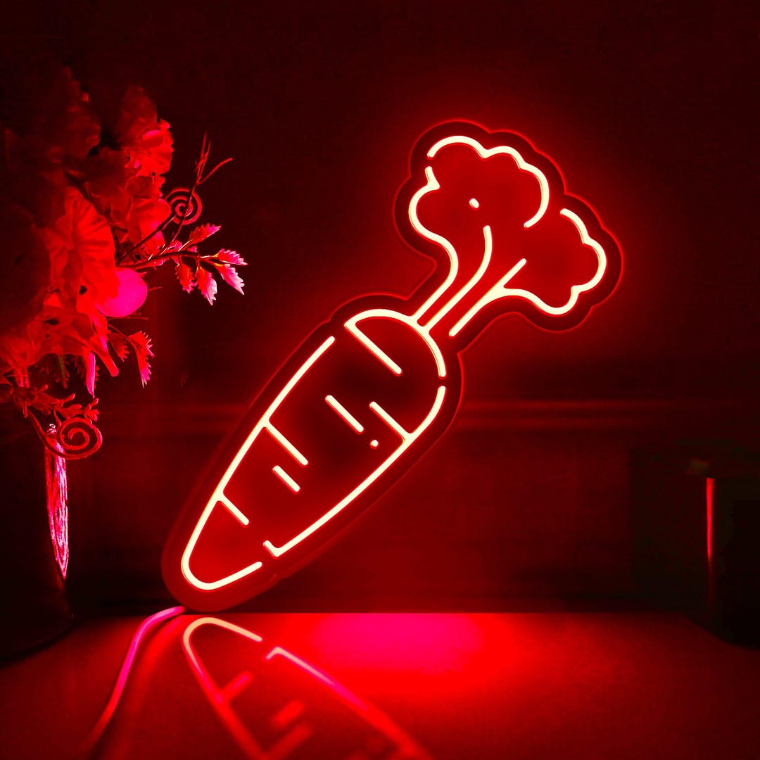 Carrot Led Light Box, Vegetable Wall Art Decor, Personalized Light Sign ...