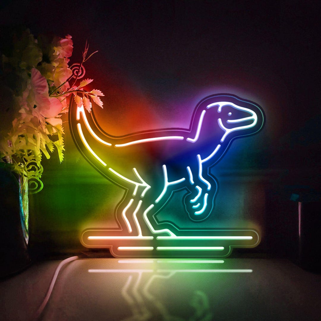 Dinosaur Led Light Box, Wall Art Decor, Personalized Light Sign ...