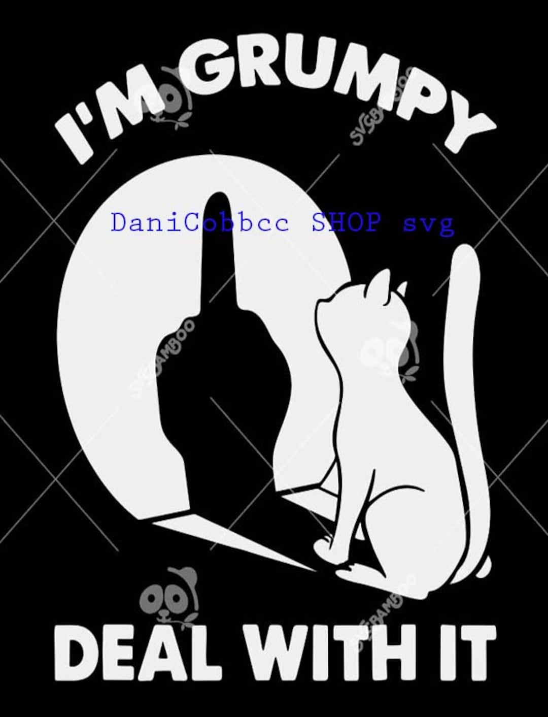 Cat Im Grumpy Deal With It Svg Png, Funny Cat Shadow Svg, Cat and ...