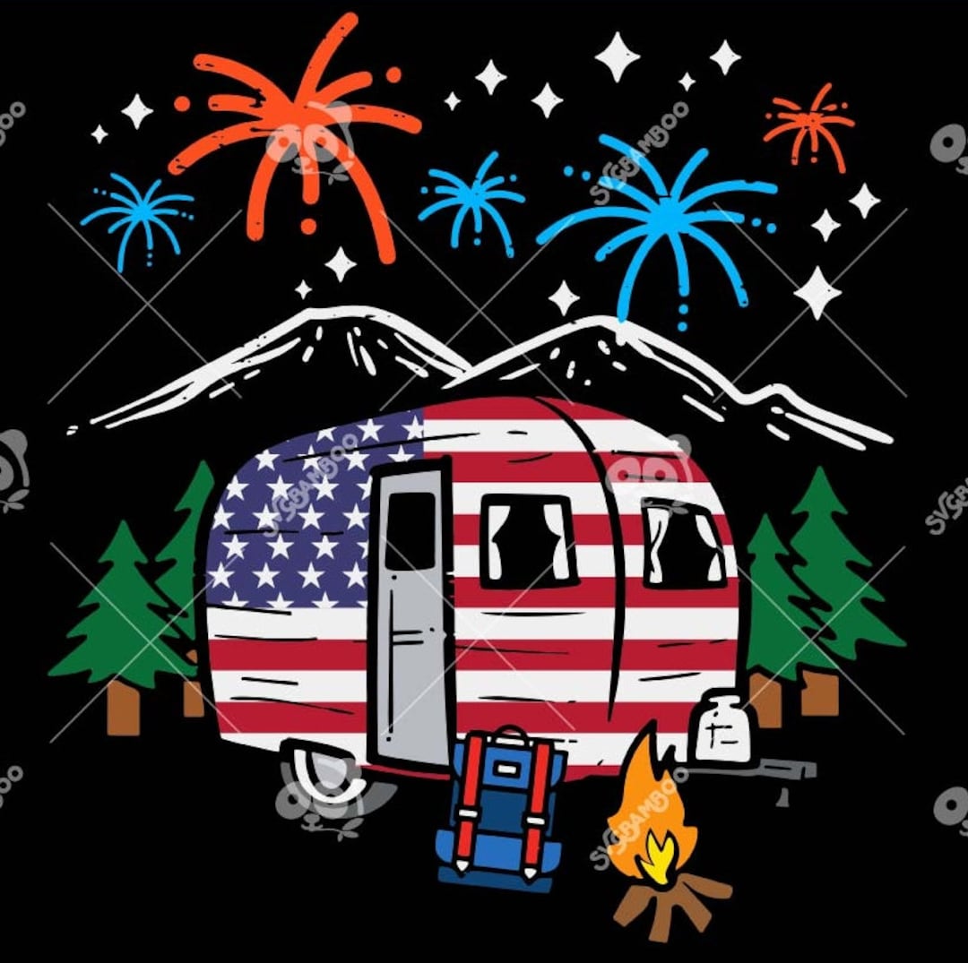 4th July Camper Van US Flag Svg, Patriotic Camping Svg, American Flag ...