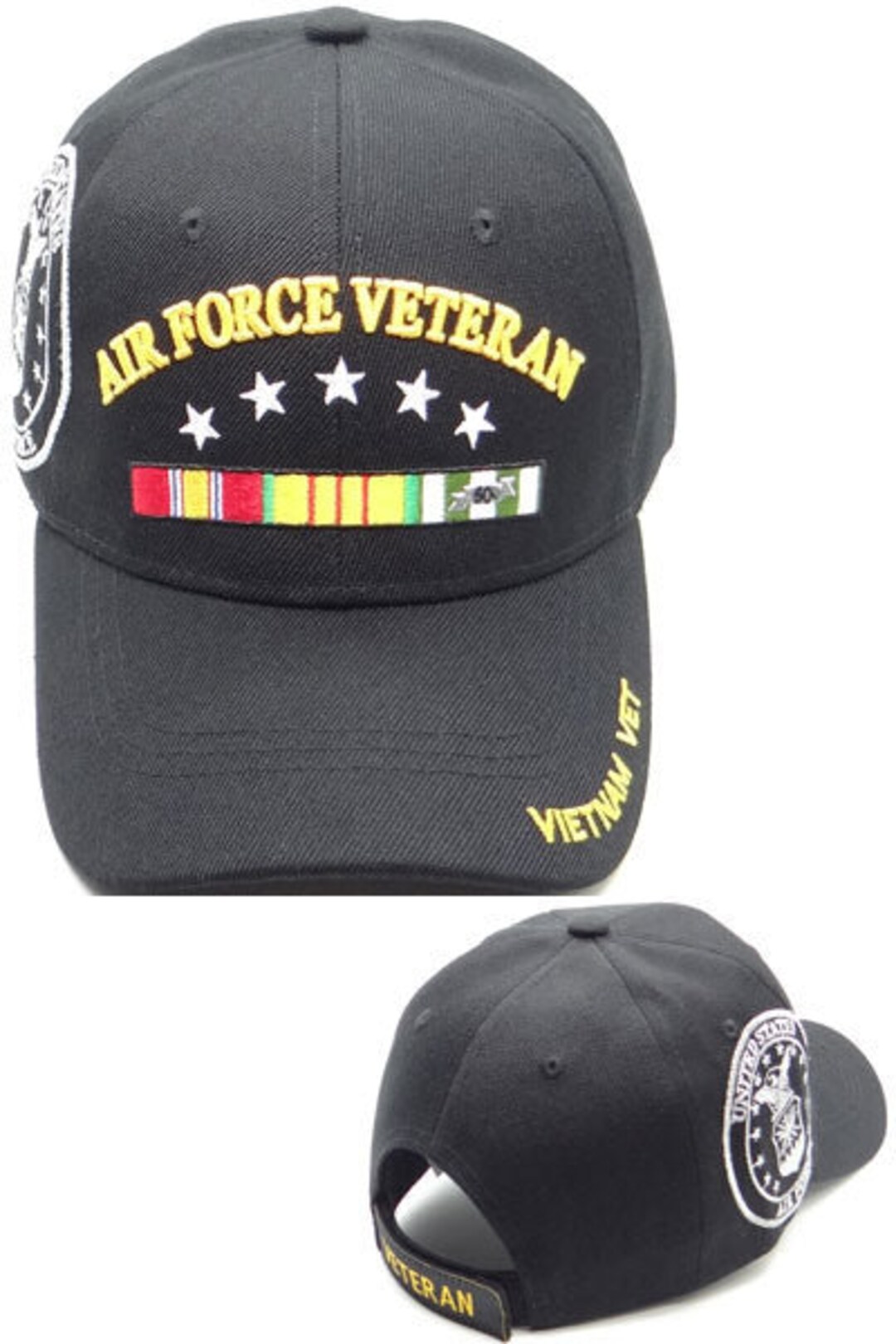 US Air Force Vietnam Veteran Ribbon Black Baseball Hat Cap - Etsy