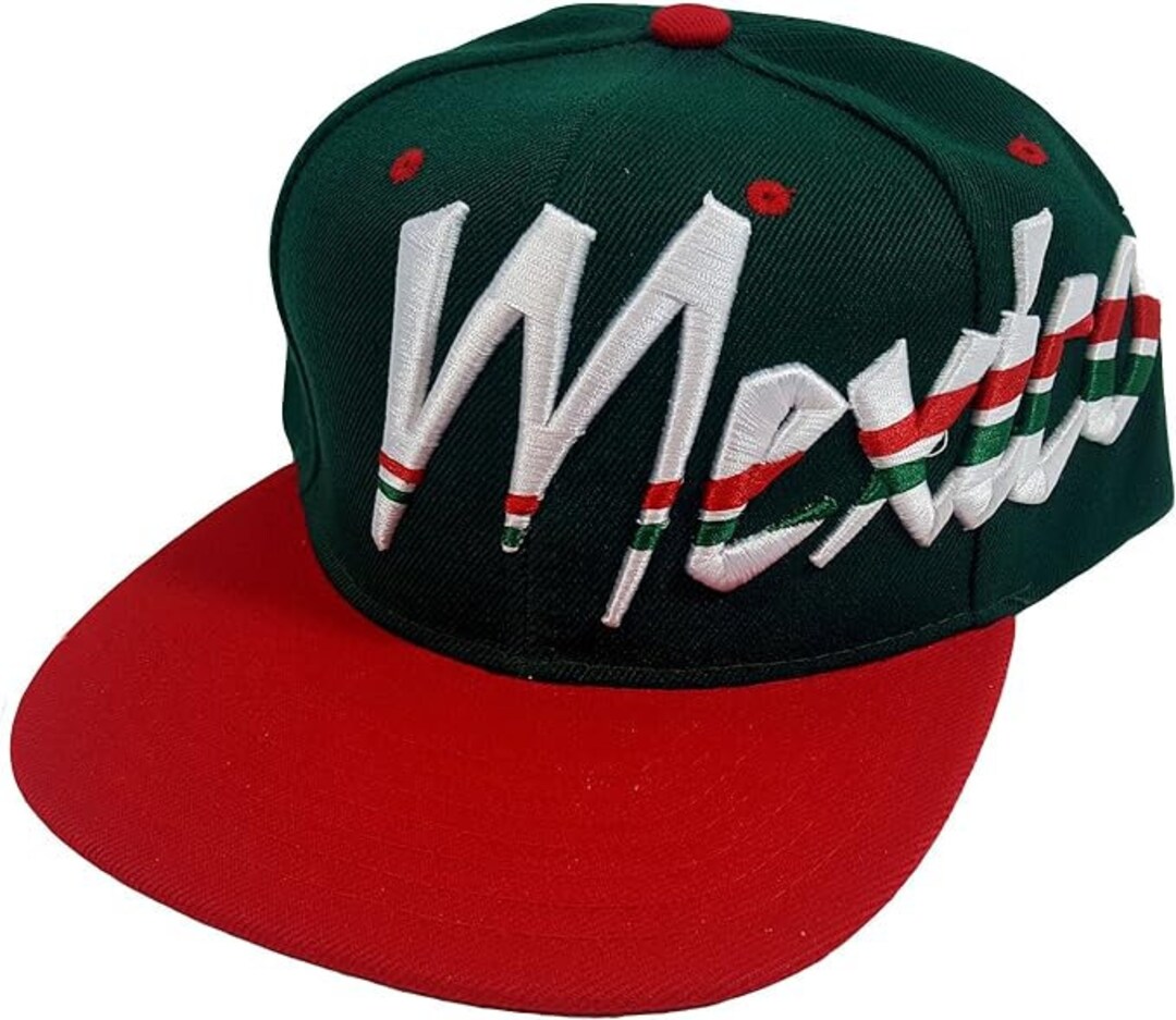 Mexico Cursive Style Green/red Snapback Cap - Etsy