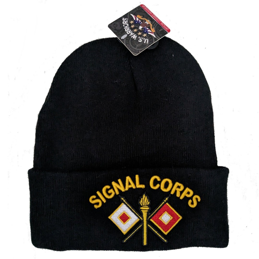 US Military Signal Corps Black Skull Beanie Hat Cap - Etsy