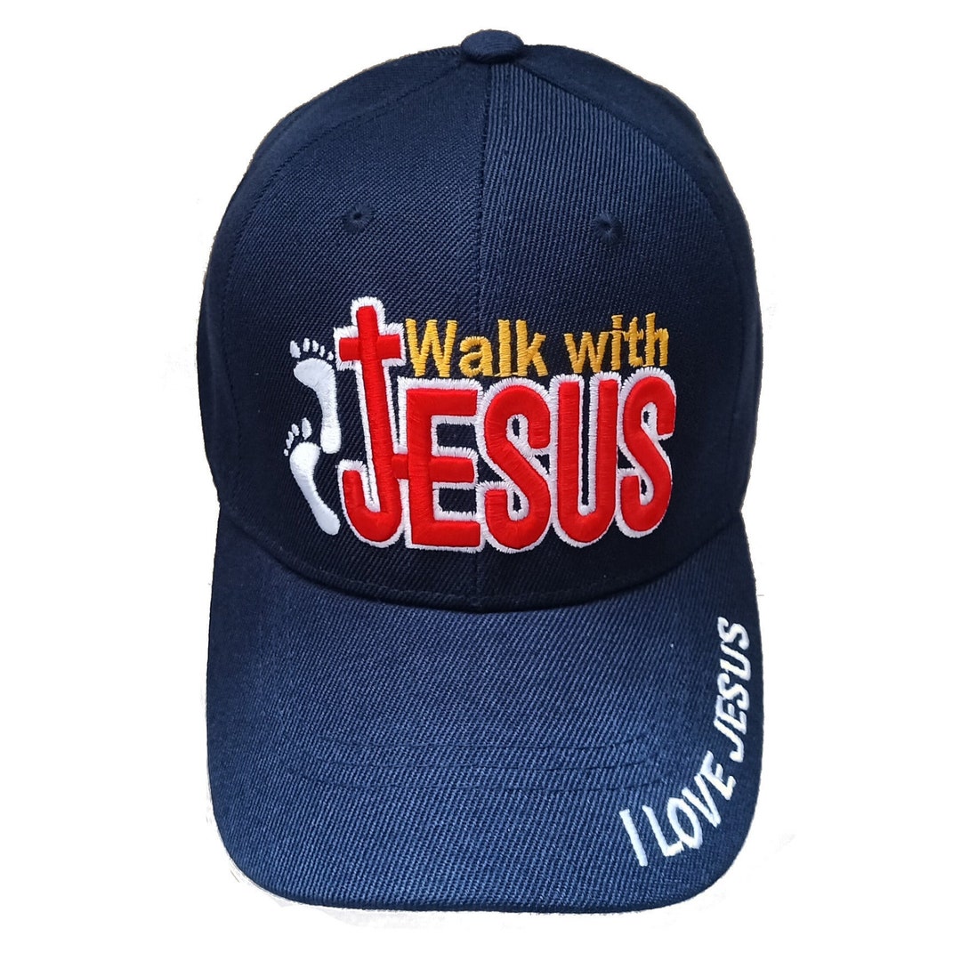 Walk With Jesus Christian Baseball Hat Cap blue - Etsy