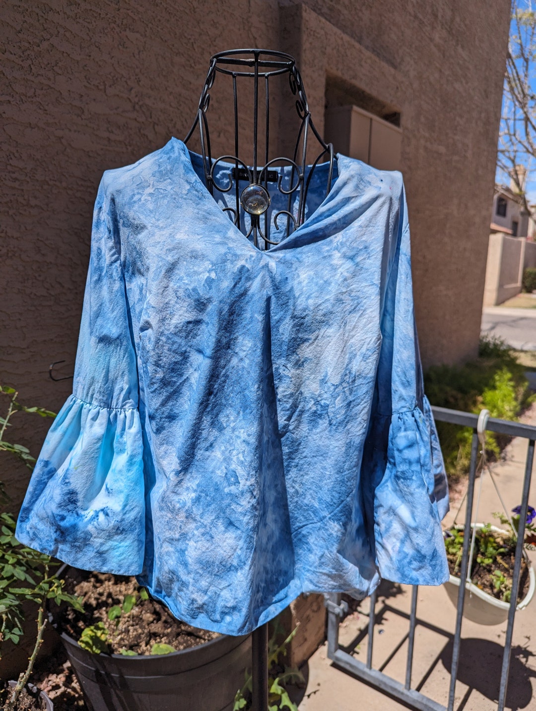 Blue Ice Dye Blouse, Tie Dye Top, Women's Size Small, Banana Republic ...