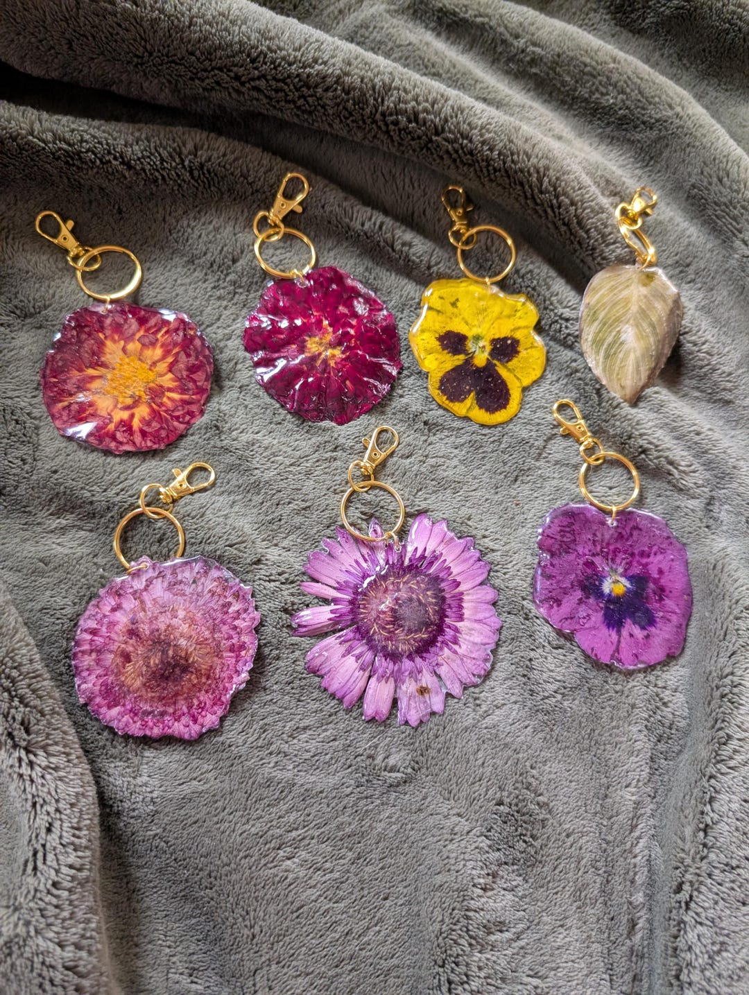 Pressed Flower Keychain, Bag Charm, Floral Purse Charm, Handbag Charms ...