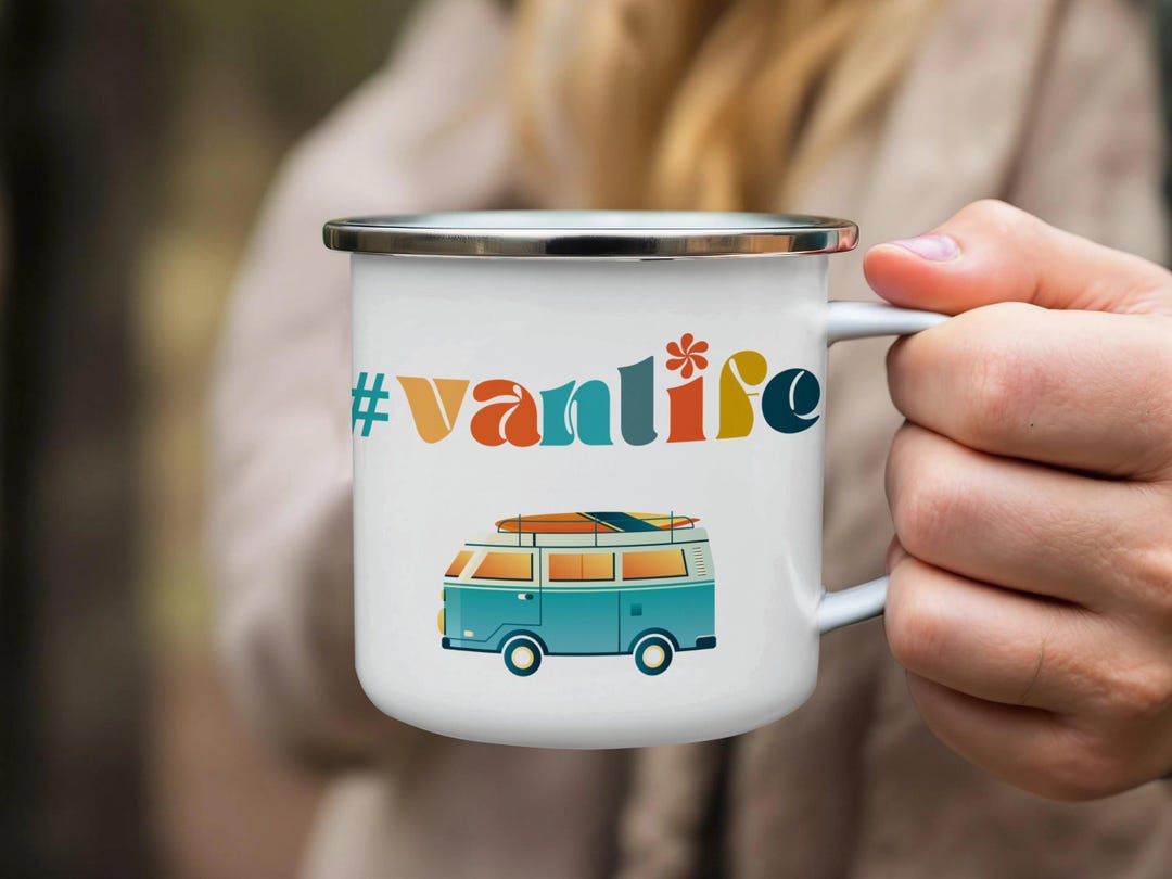 Retro Van Life Enamel Mug, Vintage Camper Coffee Cup, Road Trip ...