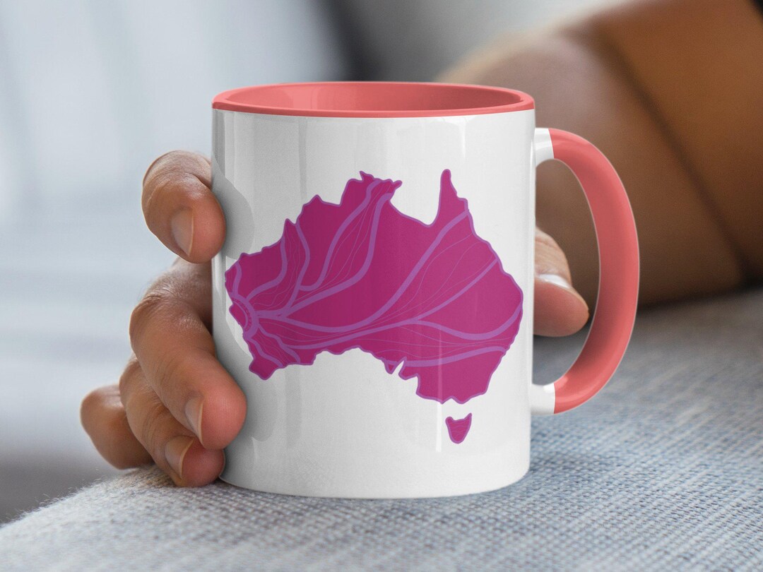 Unique Australia Map Mug, Hand-drawn Floral Pattern Australia Mug, Gift ...
