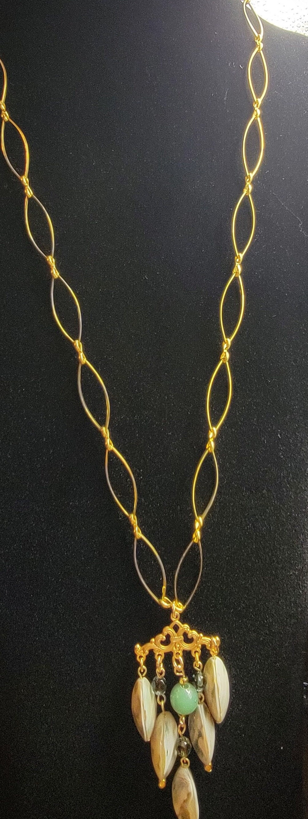 5 Strand Pendant Necklace With Green Turbo Shells - Etsy