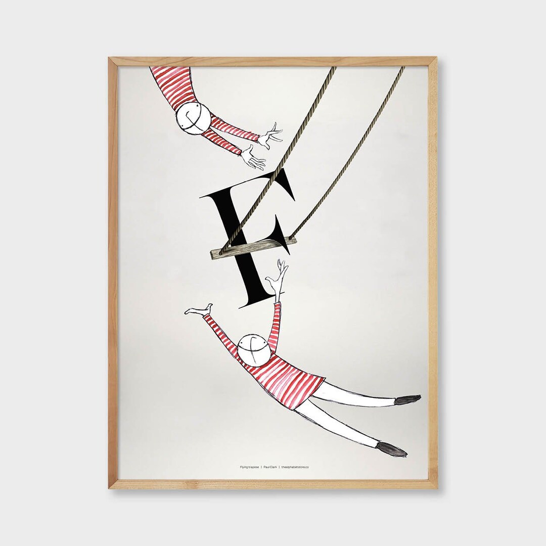 F is for Flying Trapeze Letter F Art Print Alphabet Letter - Etsy UK