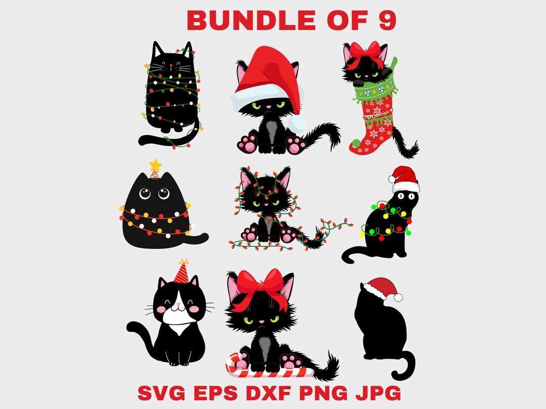 Christmas Cat Svg\ Row of Cats Svg Cut File\ Cat Svg\ Animal\ Christmas ...