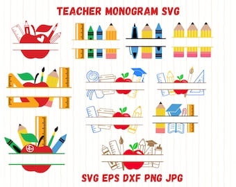 Teacher Monogram SVG, Teacher Name SVG, Teacher SVG, Teacher Shirt Svg ...