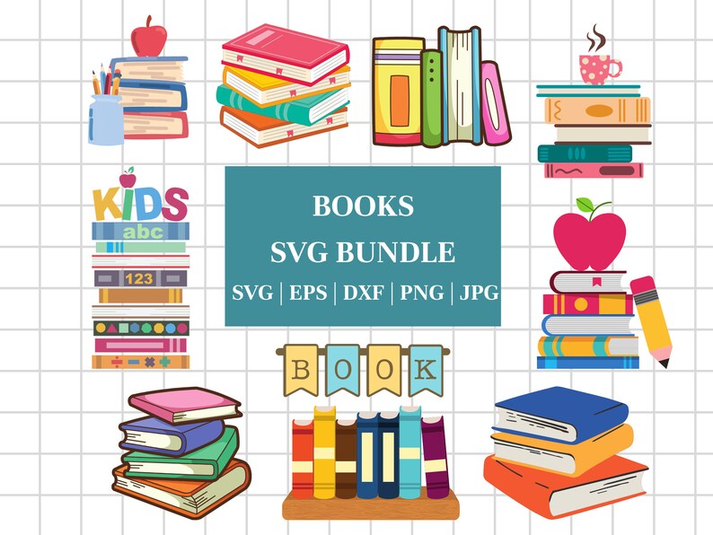 Books SVG | Books SVG Bundle | Books Silhouette | Books Cut File | Book ...