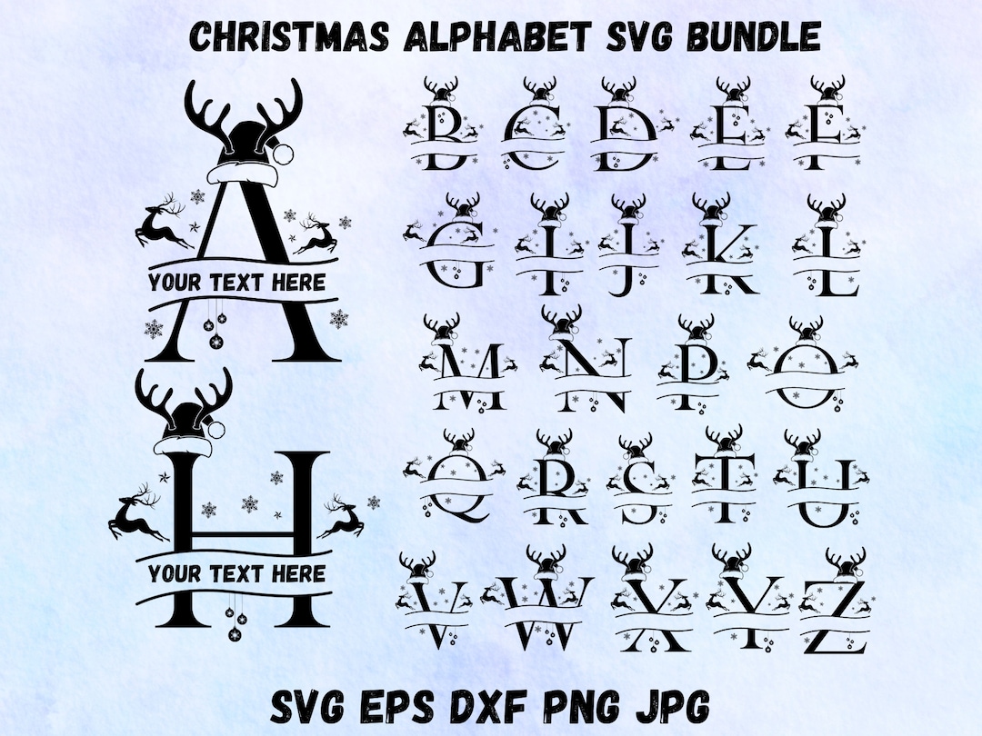 Christmas Split Alphabet SVG, Christmas Monogram Svg, Christmas Svg Cut ...