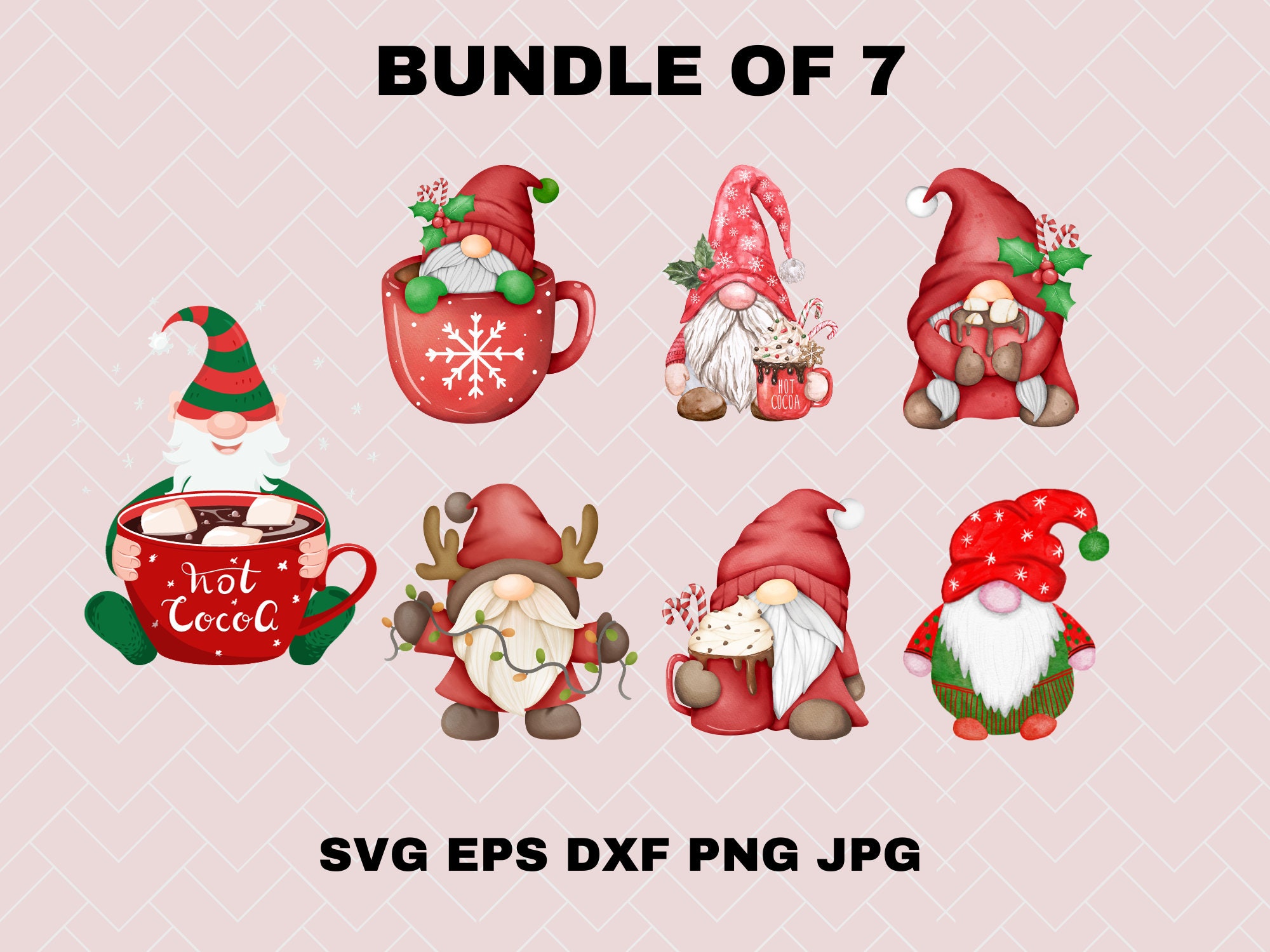 Christmas Gnome Bundle SVG for Cut File,christmas Doodle, Hand Drawn ...