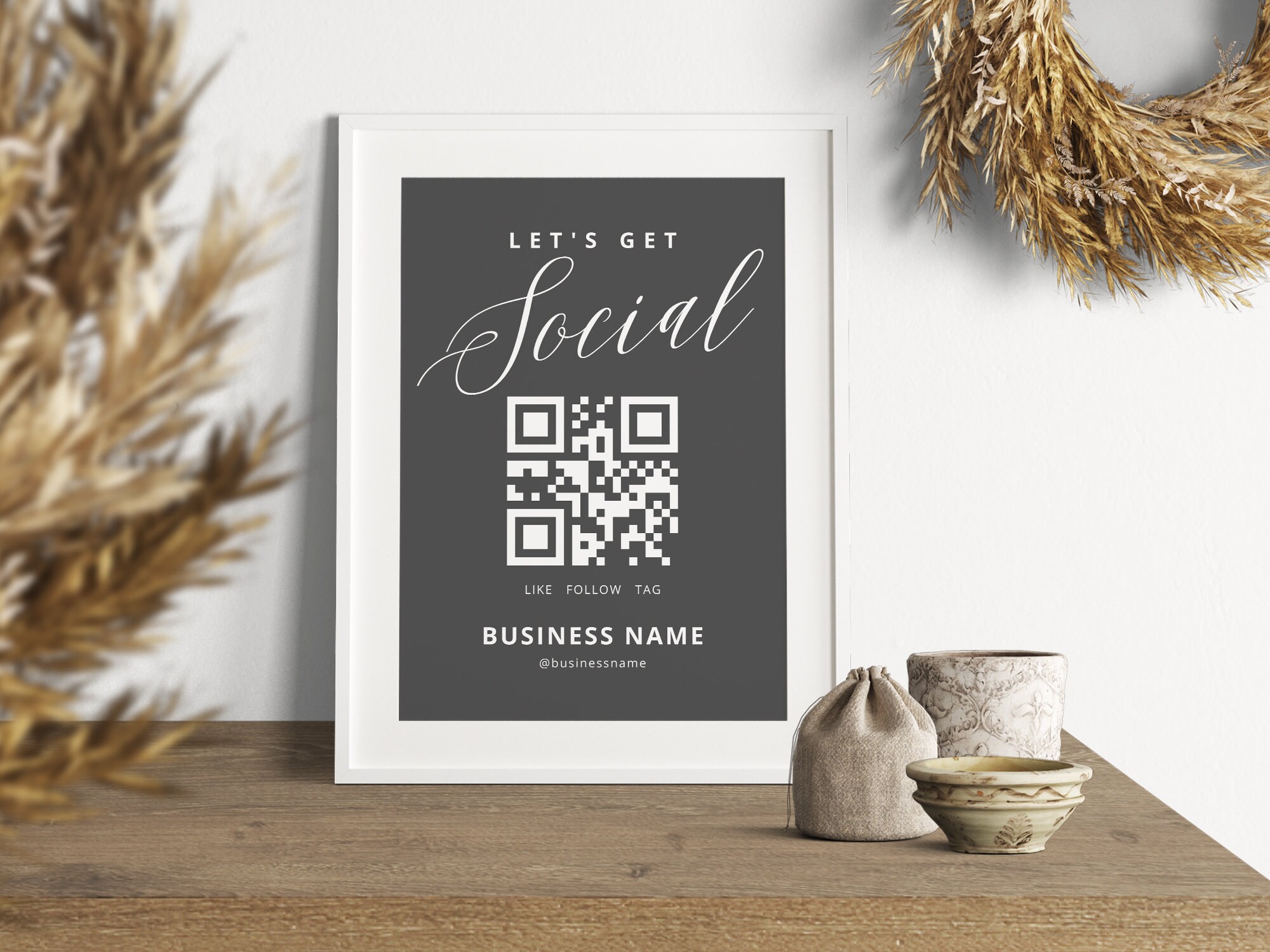 Social Media QR Code Sign Template Editable QR Business - Etsy
