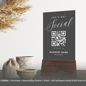 Social Media QR Code Sign Template Editable QR Business - Etsy
