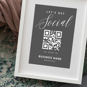 Social Media QR Code Sign Template Editable QR Business - Etsy