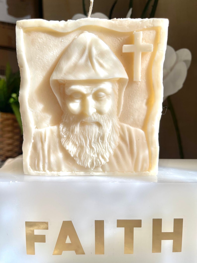 Saint Charbel Plaque Candle Saint Charbel Religious Maronite Lebanese ...