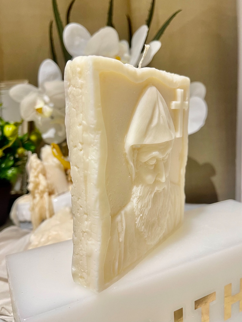 Saint Charbel Plaque Candle Saint Charbel Religious Maronite Lebanese ...