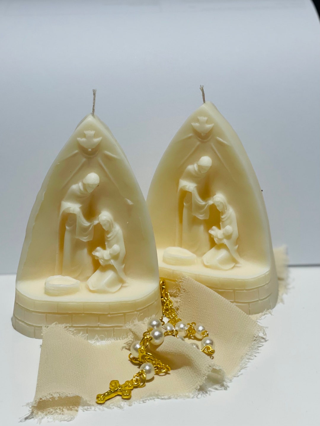 Holy Family Nativity Candle L Baby Welcoming L Party Favor L Bomboneire ...