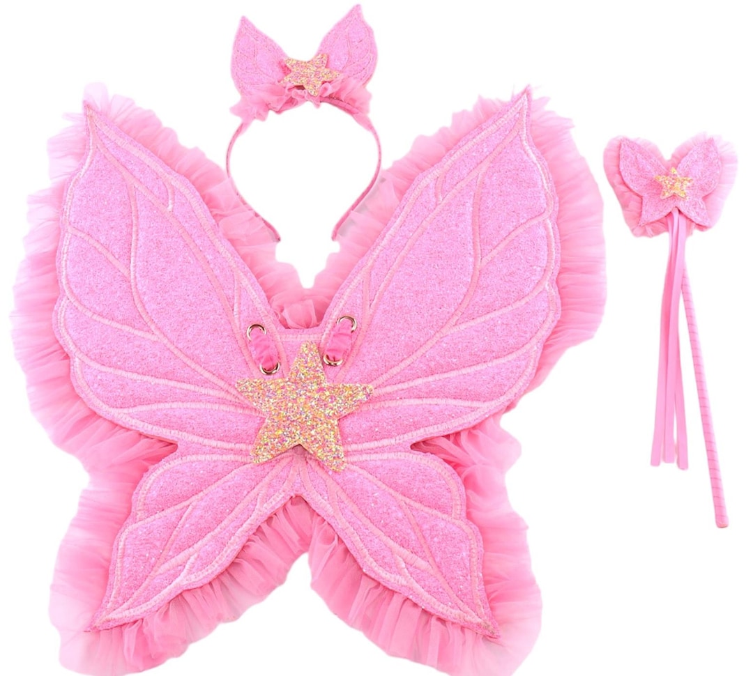 Reversible Pink & Rainbow Glitter Fairy Wings – Vegan Leather With ...