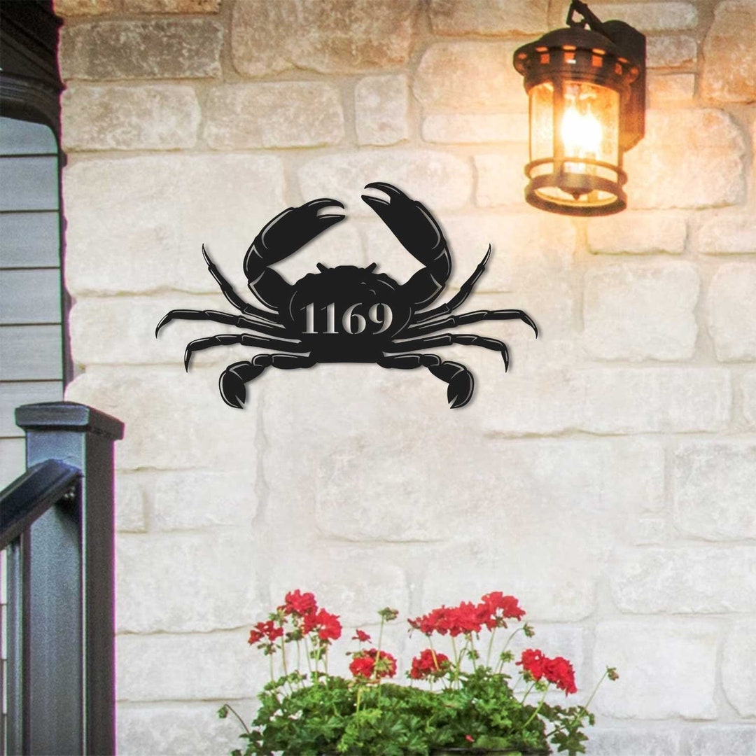 Custom Crab Street House Address Sign Crab Beach House Decor - Etsy