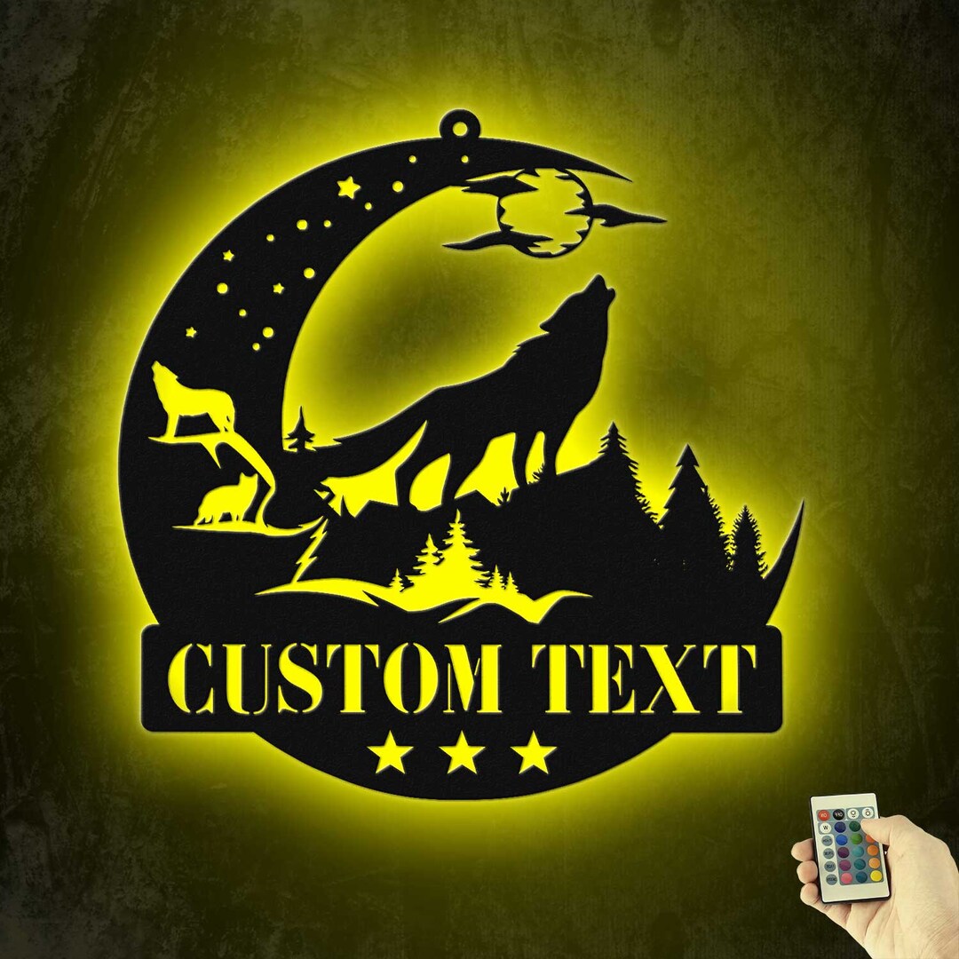 Personalized Wolf Cutout Metal Sign, Wolfs Wall Decor, Wolfs, Wolf ...