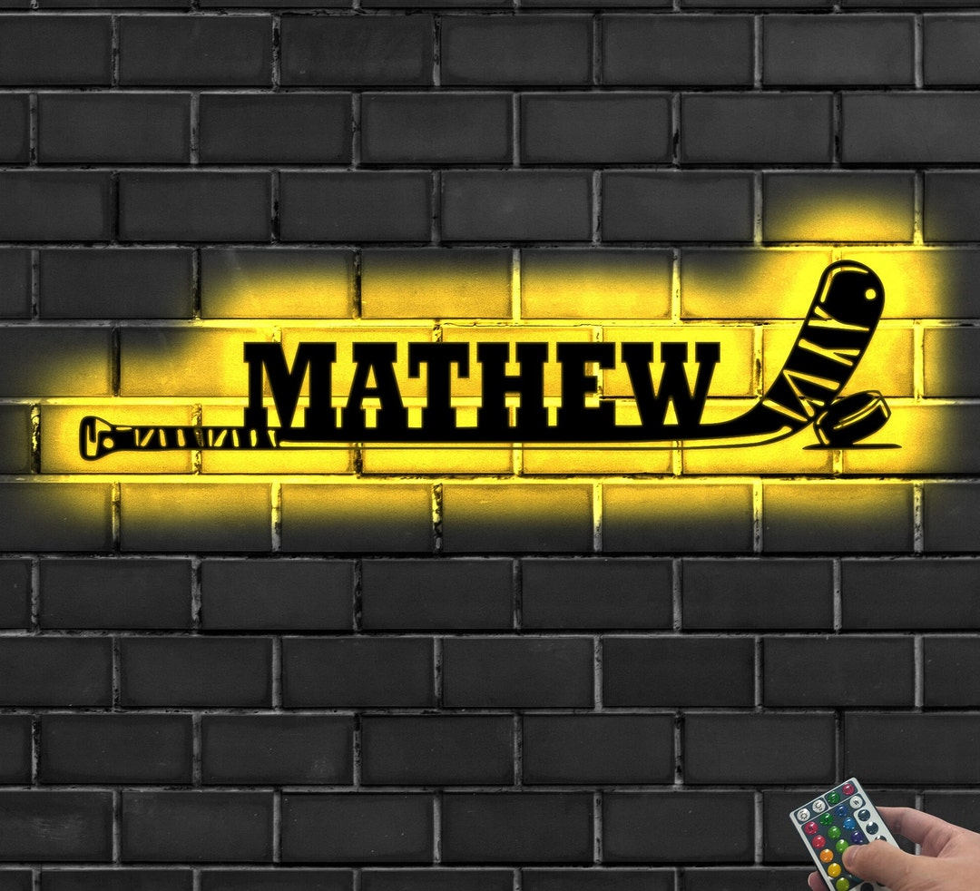 Custom Hockey Stick With Name Sign Hockey Player Name Metal Wall Art ...