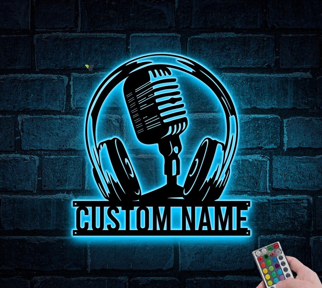 Personalized Music Audio Studio Metal Wall Art LED Light Custom ...