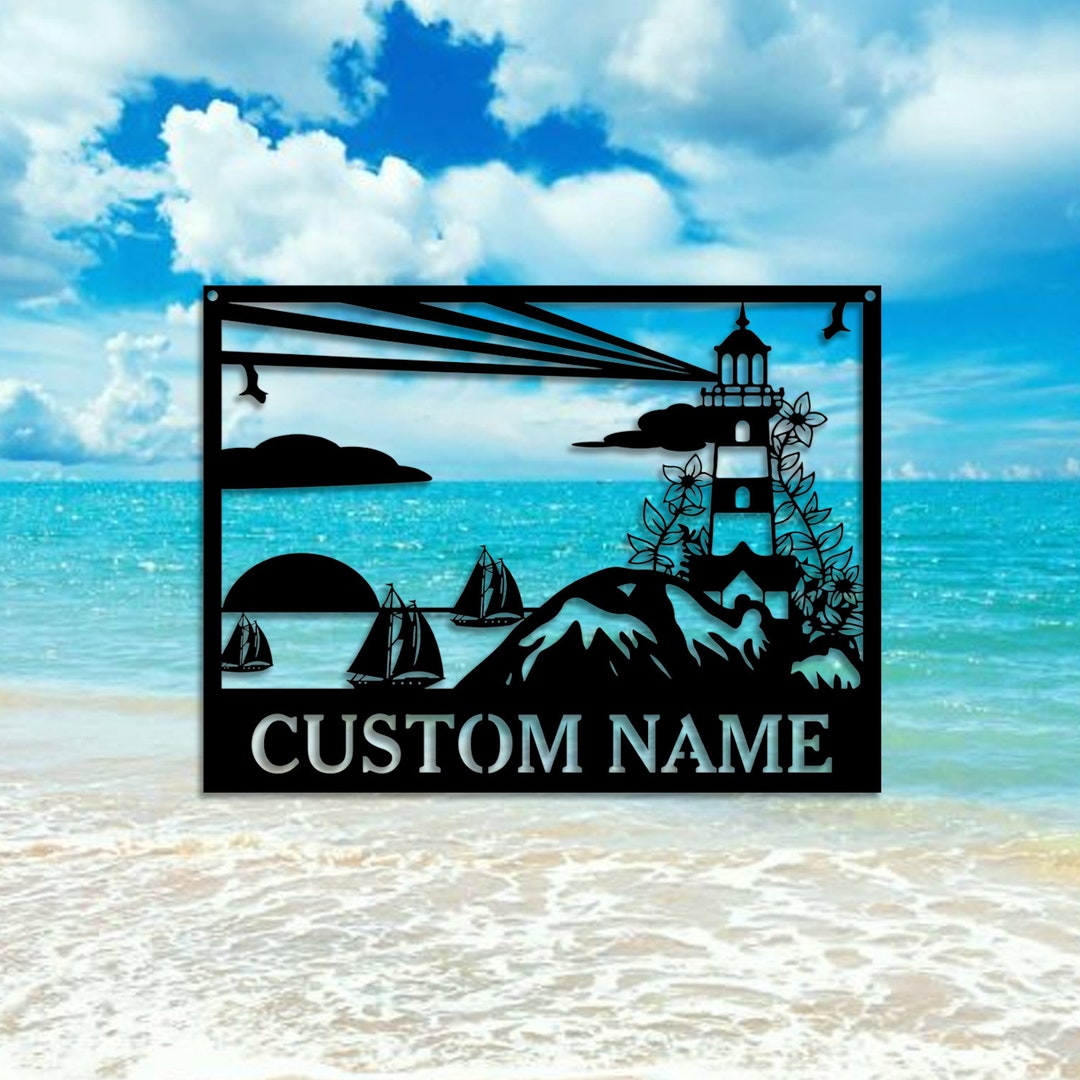 Personalized Lighthouse Metal Sign Custom Family Name Sign - Etsy