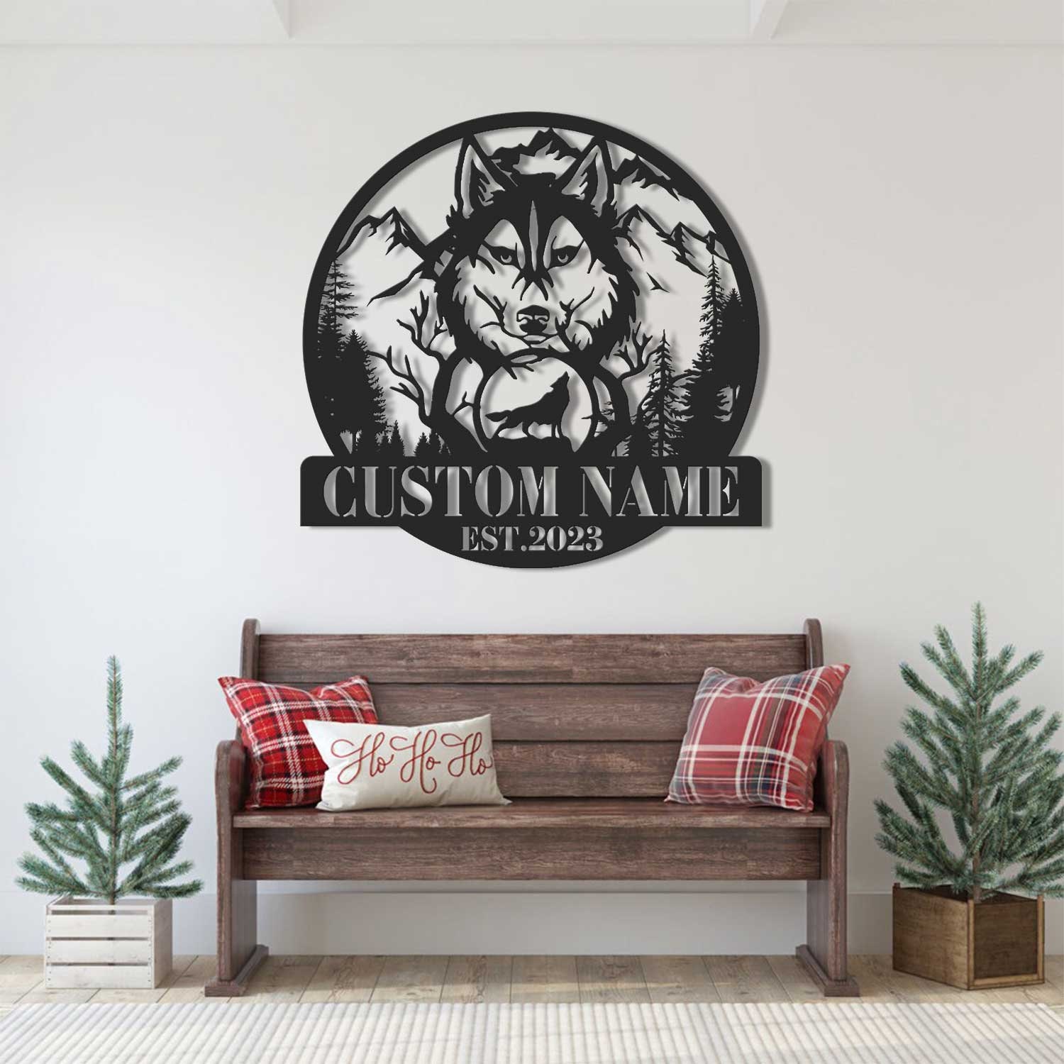 Custom Wolf Monogram Metal Wall Art Wolf Sign Wolf Lover - Etsy