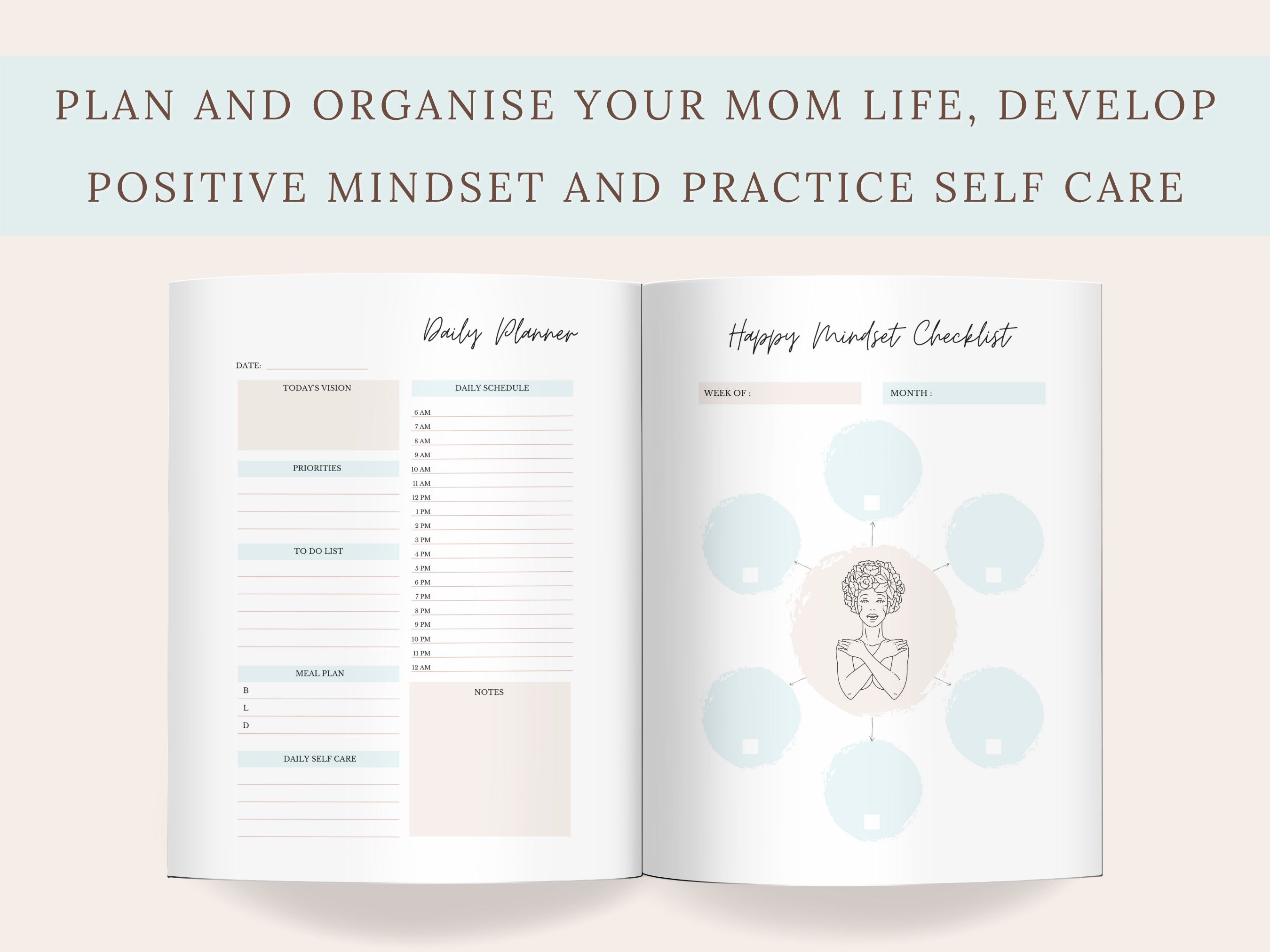 Printable Mom Planner, Self Care Journal, New Mom Journal, Wellness ...