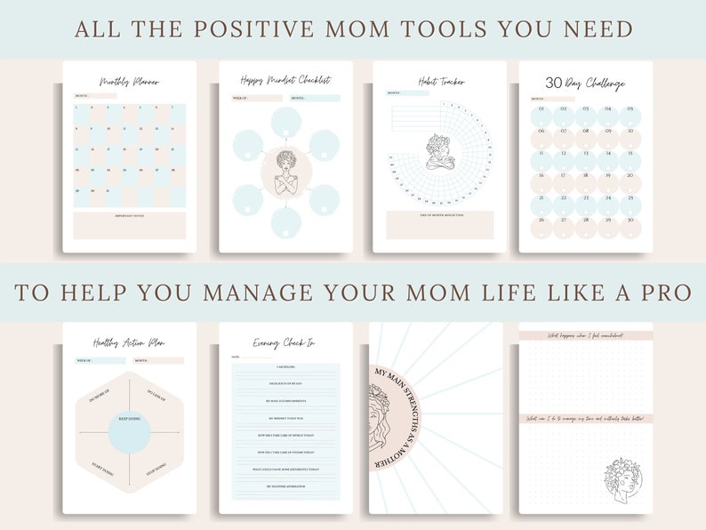 Printable Mom Planner & Self-care Journal, Positive Mindset Tools - Etsy