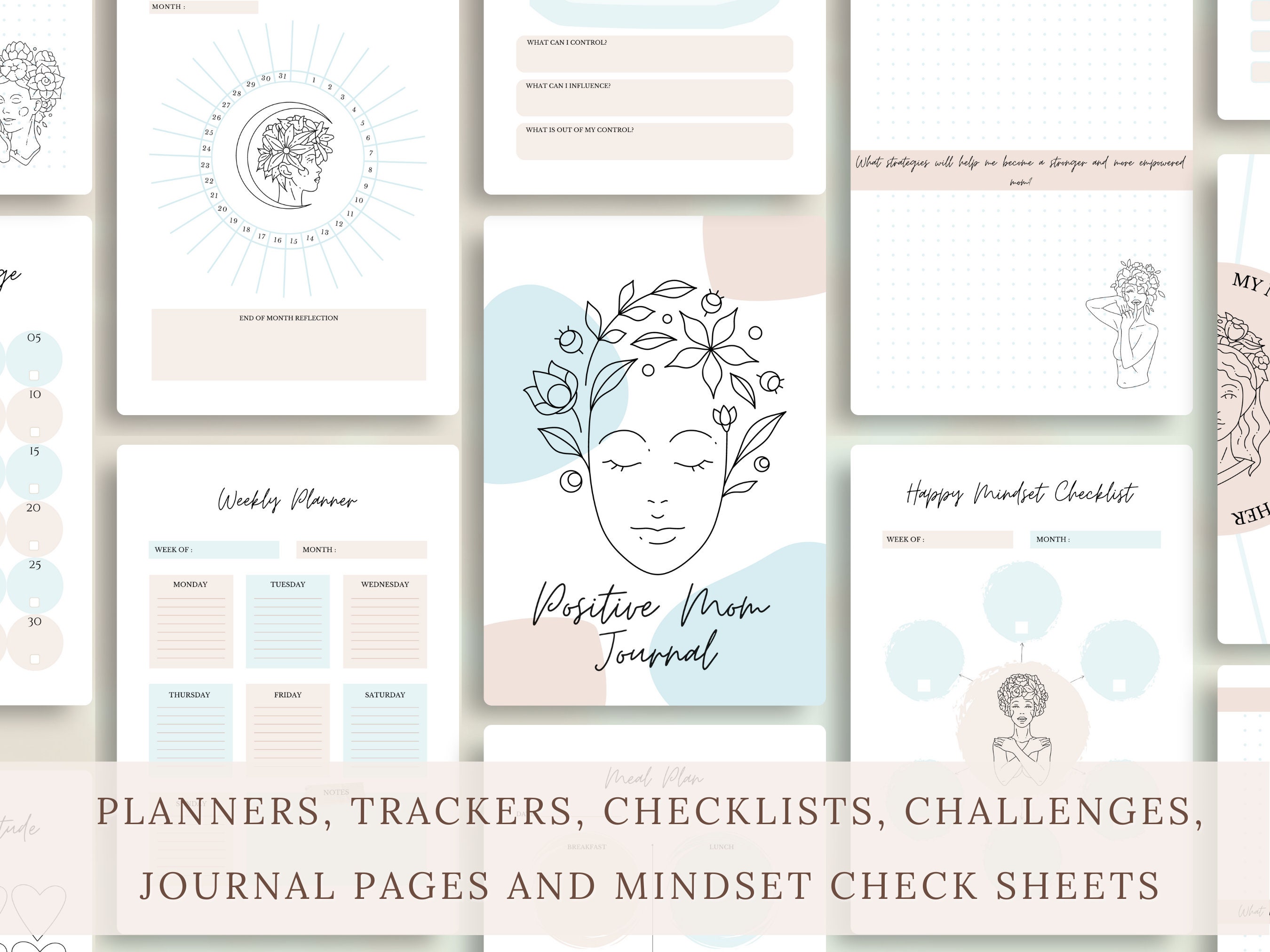 Printable Mom Planner, Self Care Journal, New Mom Journal, Wellness ...