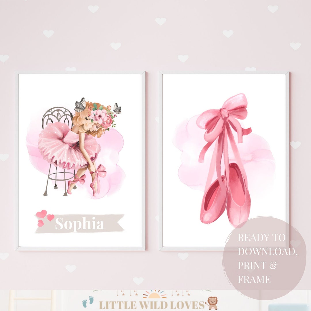 Ballerina Flower Art Printable, Set of 2, Ballet Photo, Girl's Bedroom ...