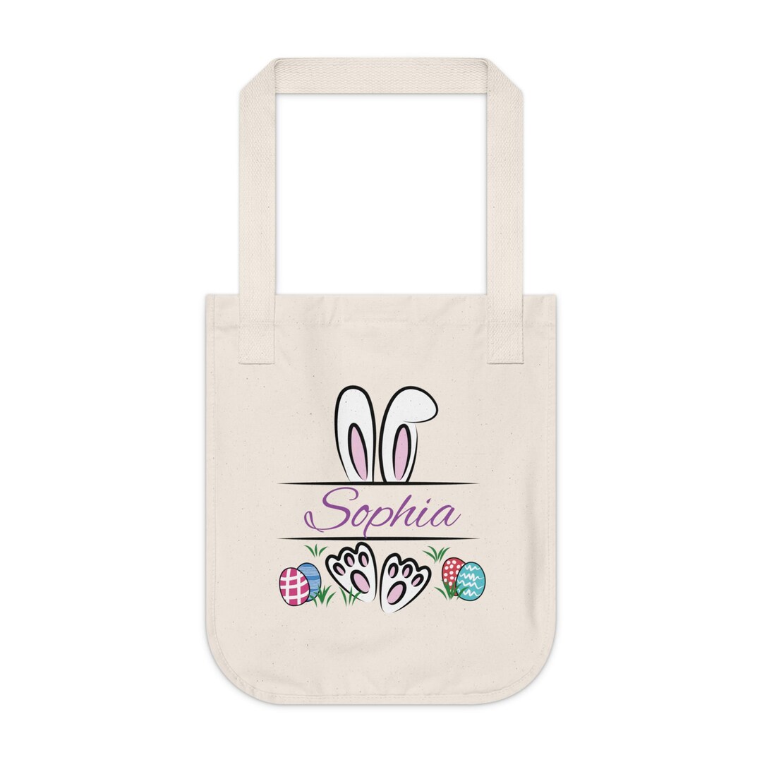 Personalized Easter Tote Bag With Name, Easter Egg Hunt Gift Bag for Kids, Custom Bunny Tote ...