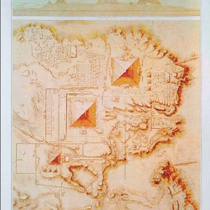 Giza Plateau Egypt Pyramids rare Plan & Elev, Print 24x36 Unframed ...