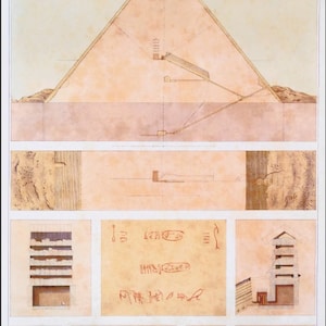 Great Pyramid of Egypt (rare) Plan & Cross Section, Unframed Poster 24 ...