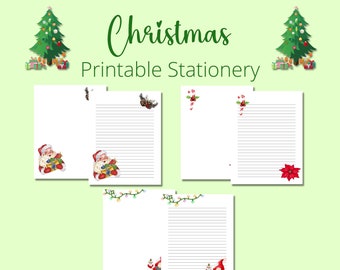 Christmas Stationery Printable Christmas Themed Paper for Writing, Note ...