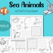 Sea Animals Activity Placemat - Coloring Placemat for Kids, Kids ...
